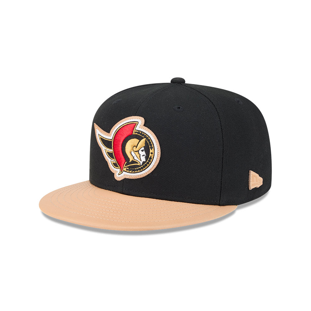 Ottawa Senators New Era Black/Beige 59Fifty Leather Fitted hat ...
